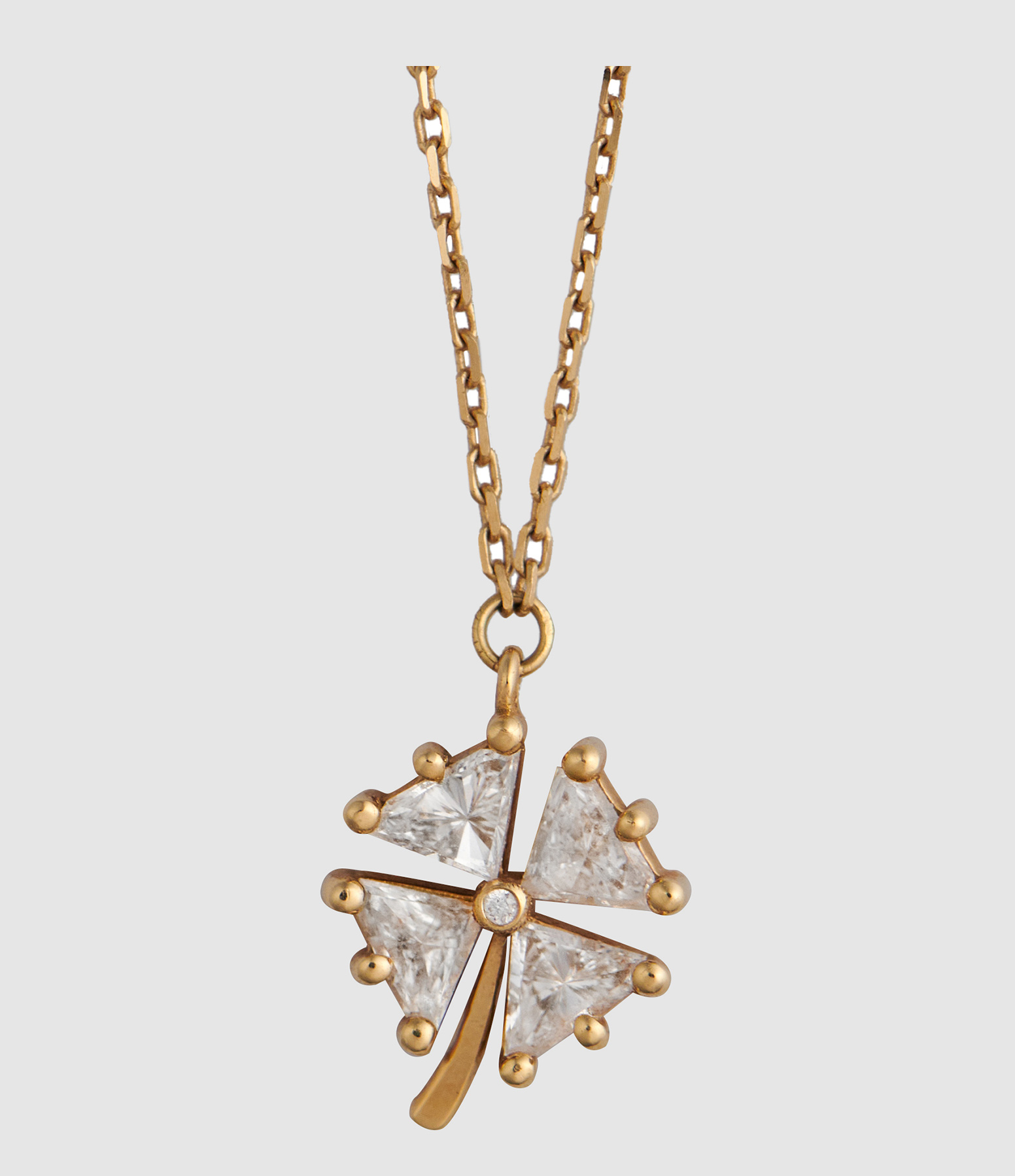 LITTLE ONES - Collier Pendentif Trèfle Or Rose Diamant