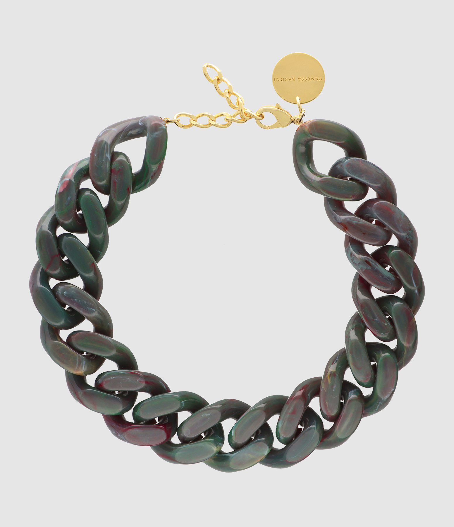 VANESSA BARONI - Collier Big Flat Chain Green Marble