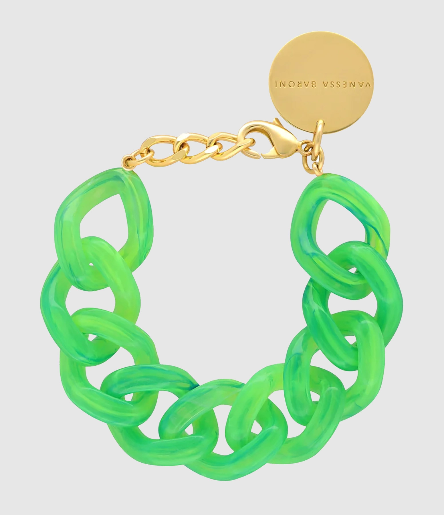 VANESSA BARONI - Bracelet Flat Chain Neon Green Marble