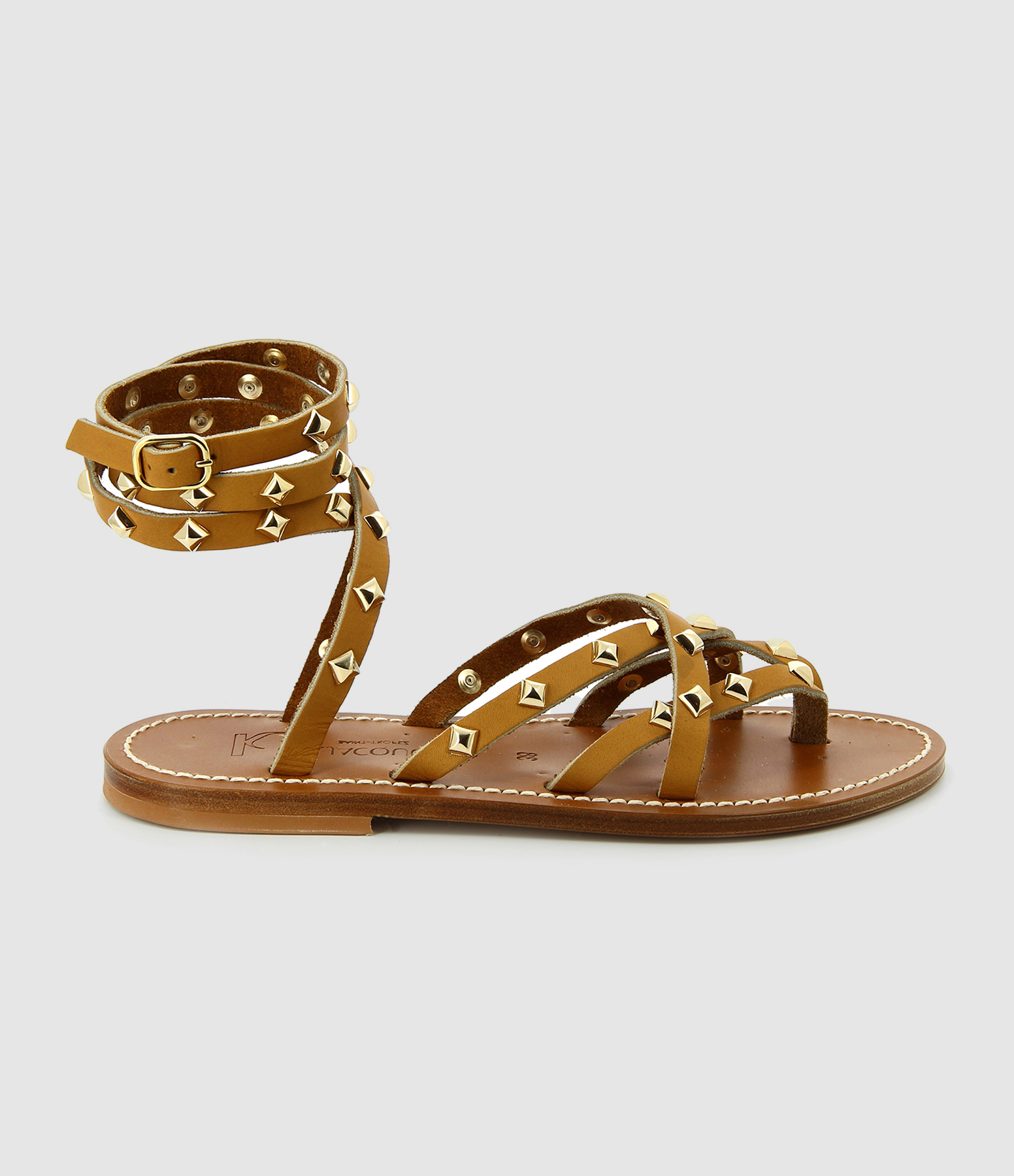 K.JACQUES - Sandales ZenobiePyr Cuir Pul Naturel Or