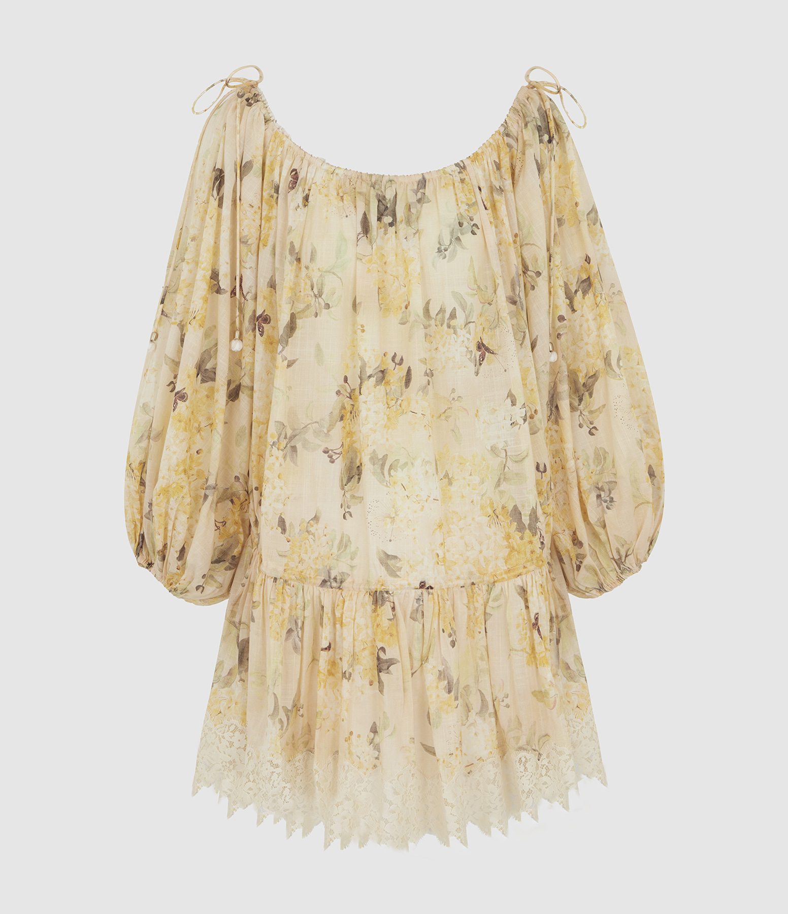 ZIMMERMANN - Robe Courte Cascadian Yellow Botanical Floral